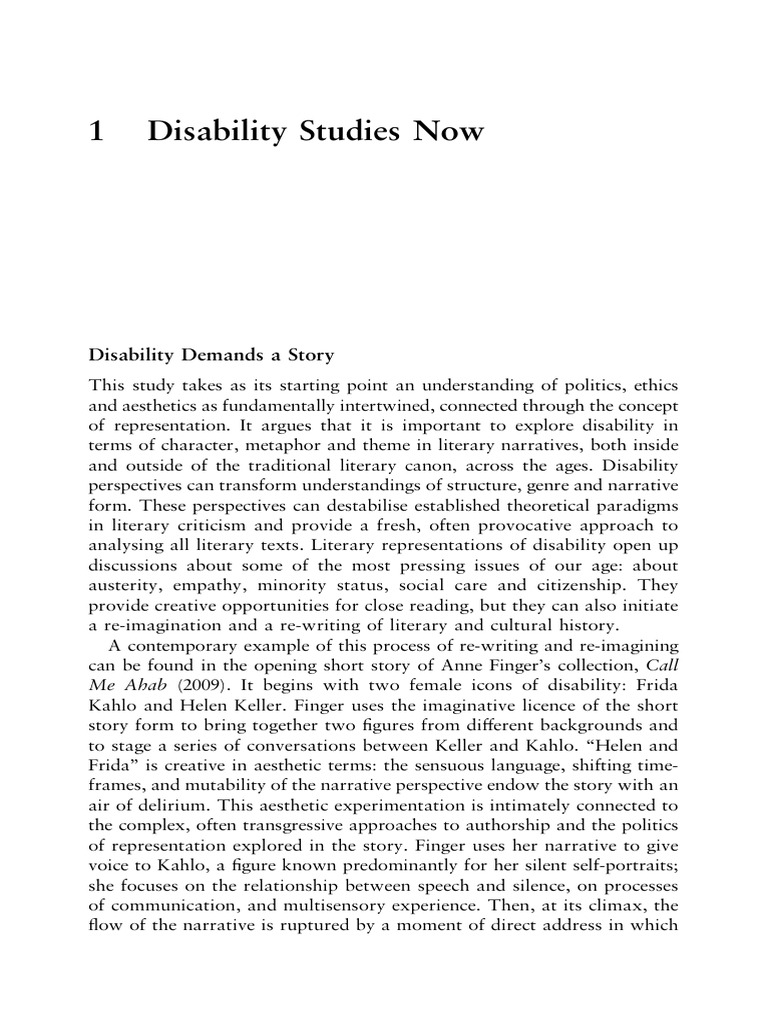 Literature and Disability - Relevant Chapters | PDF | Disability ...