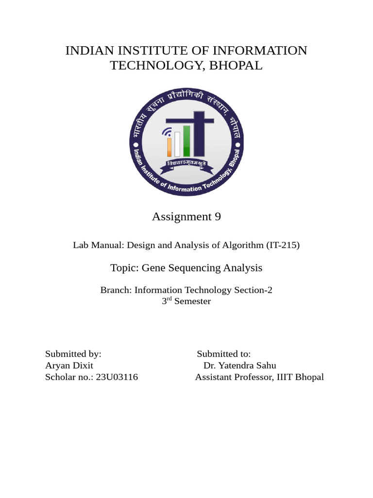 Daa Assignment 9 Aryan Project | PDF | Sequence Alignment | Dynamic Programming