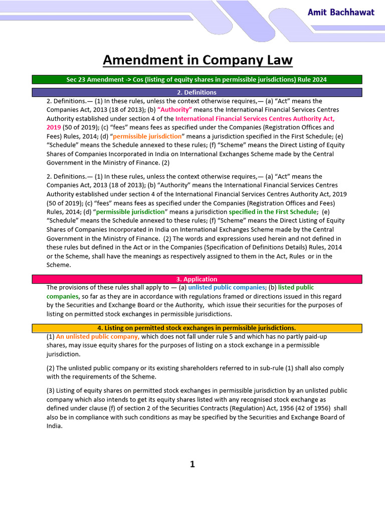 Company Law Amendment 2025 | PDF | Securities (Finance) | Bankruptcy