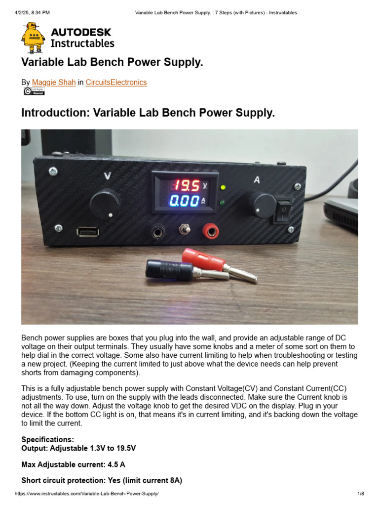 DIY Variable Lab Bench Power Supply | PDF | Power Supply | Electrical ...