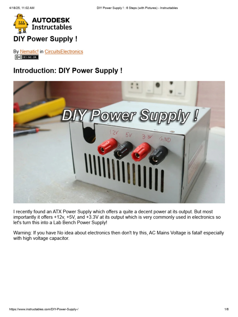 DIY ATX Bench Power Supply Guide | PDF | Power Supply | Electric Power