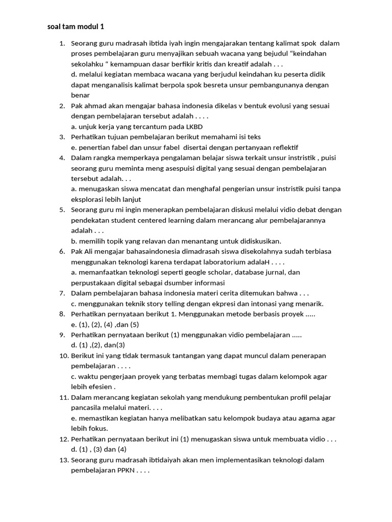 Soal Tam Modul 1 | PDF