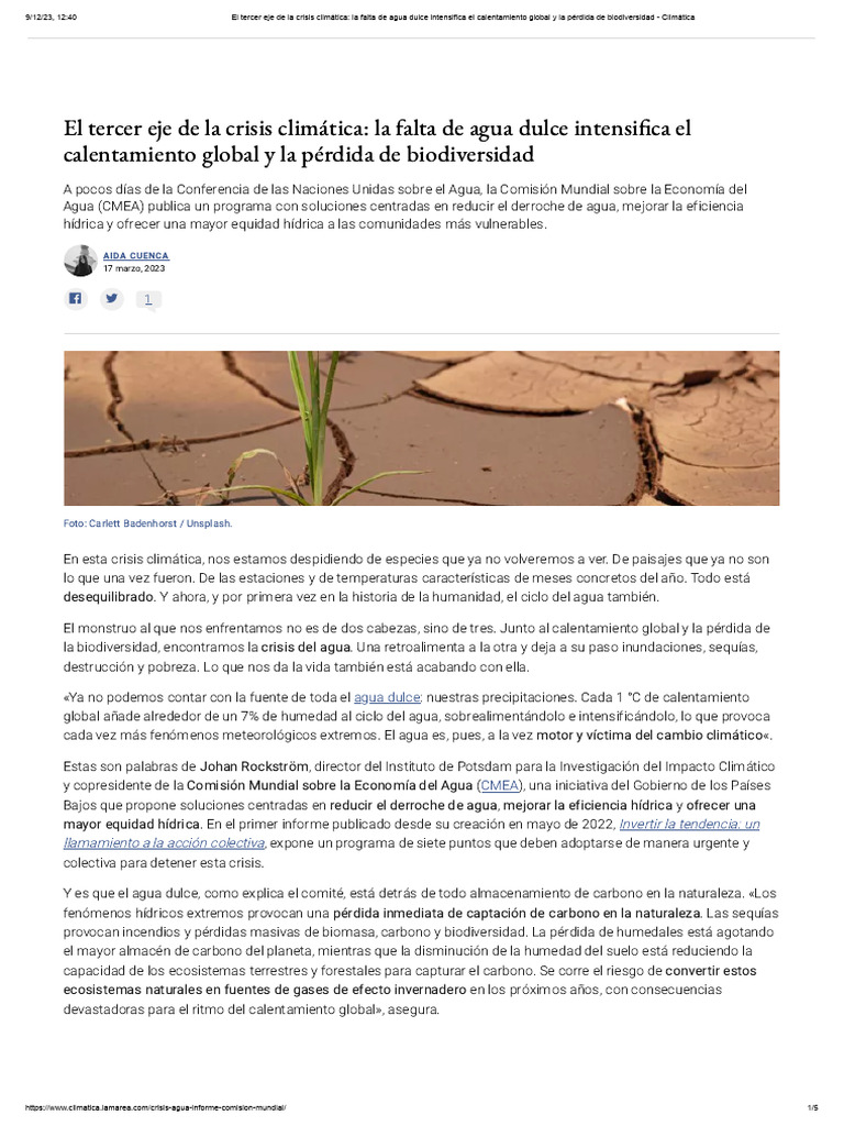 El Tercer Eje de La Crisis Climática - La Falta de Agua Dulce Intensifica El Calentamiento ...