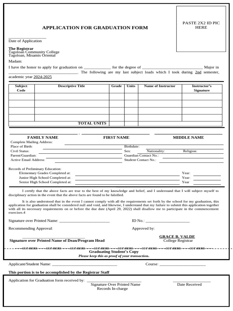 Graduation Application Forms | PDF