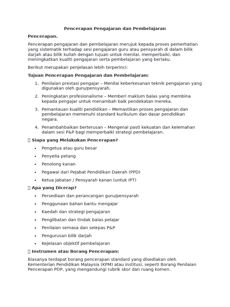 Contoh Ulasan Pencerapan PDP | PDF