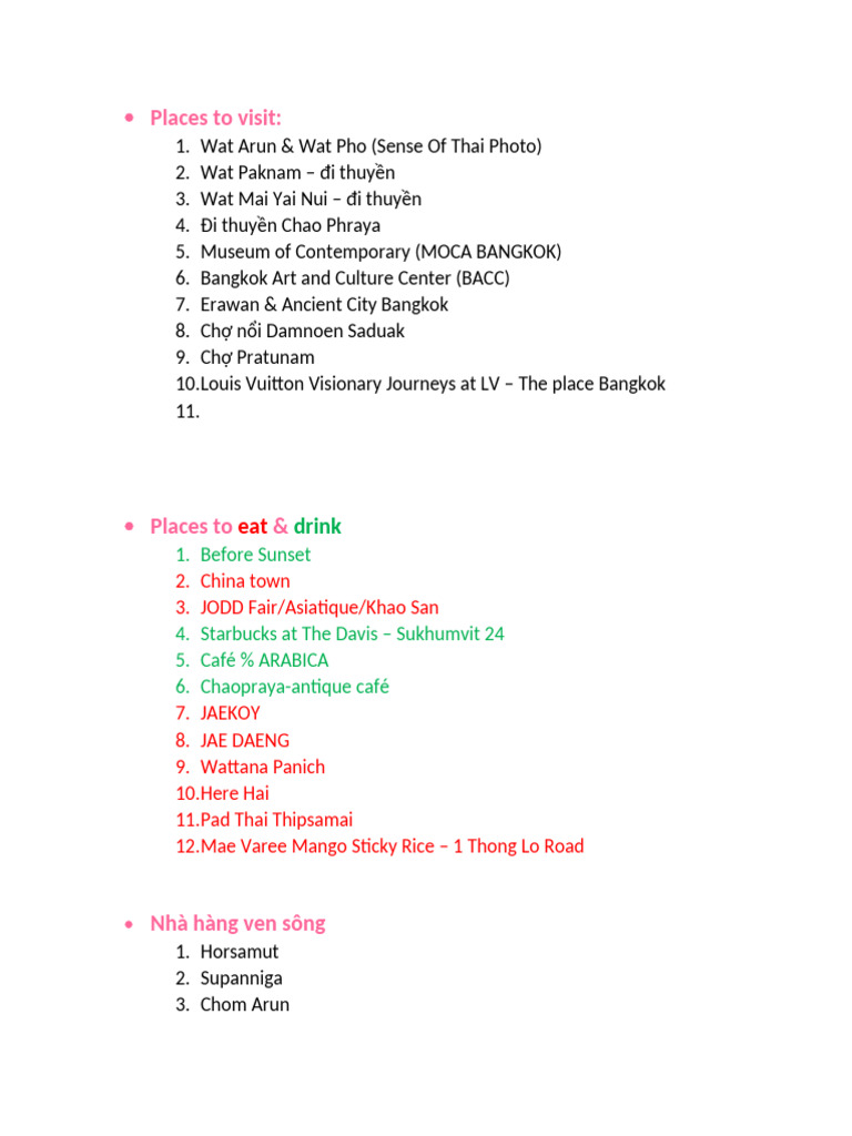Bangkok's Top Attractions and Dining | PDF