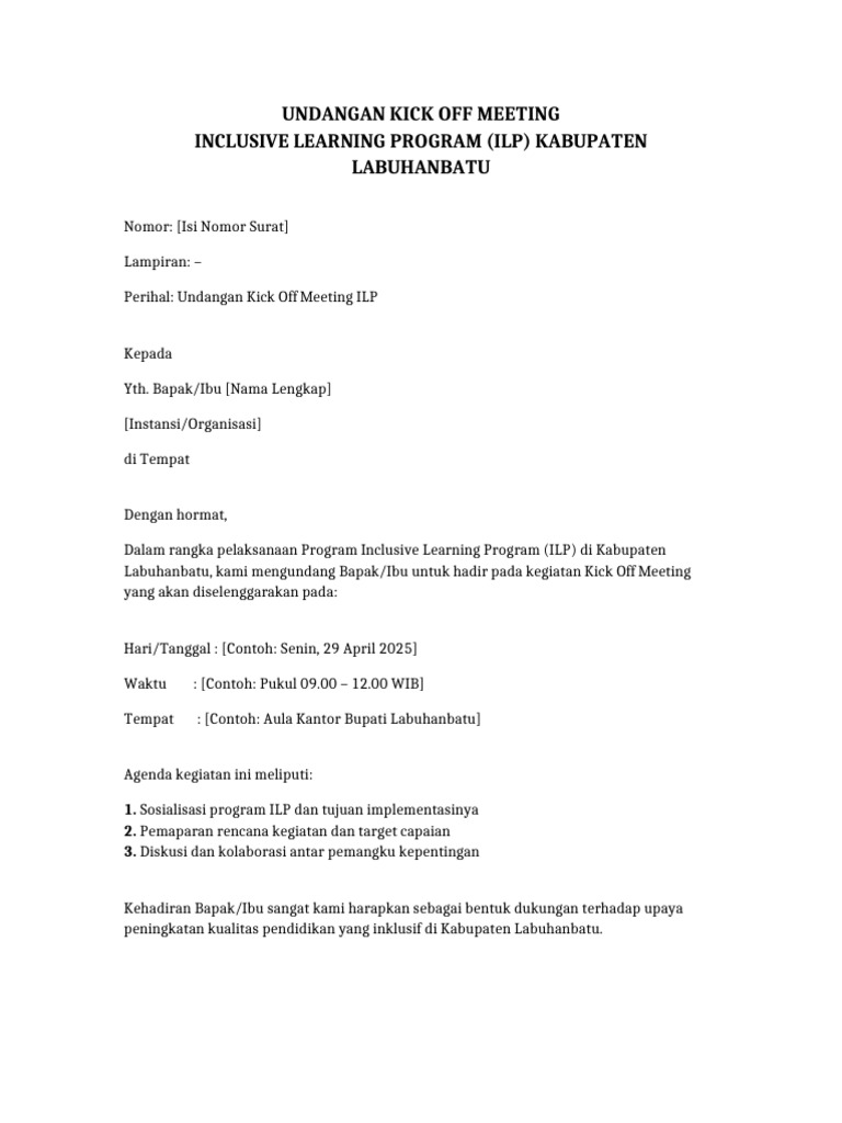 Undangan Kick Off ILP Labuhanbatu (1) | PDF