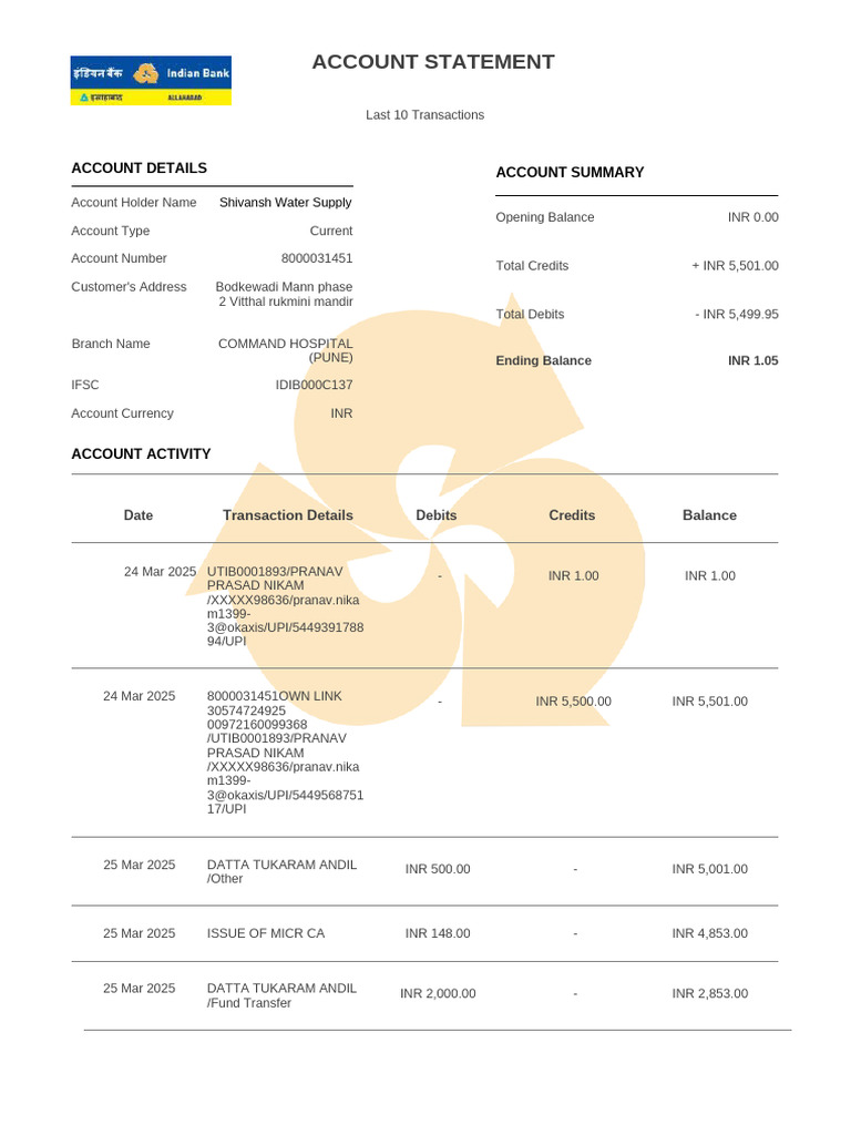AccountStatement - 02-04-2025 13 - 03 - 46 | PDF | Debits And Credits | Financial Technology