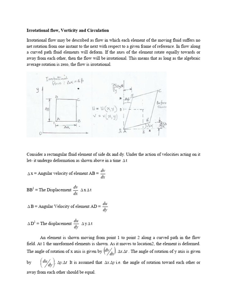 MCE412 - Irrotational Flow, Vorticity and Circulation | PDF | Rotation | Velocity