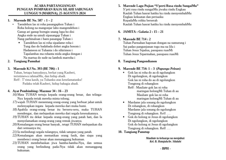 Acara Tangiang Sian Naro 2024 | PDF