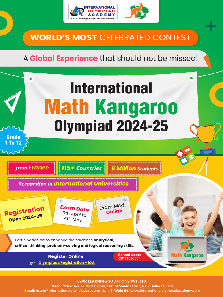 Math Kangaroo Olympiad Registration 2024-25 | PDF