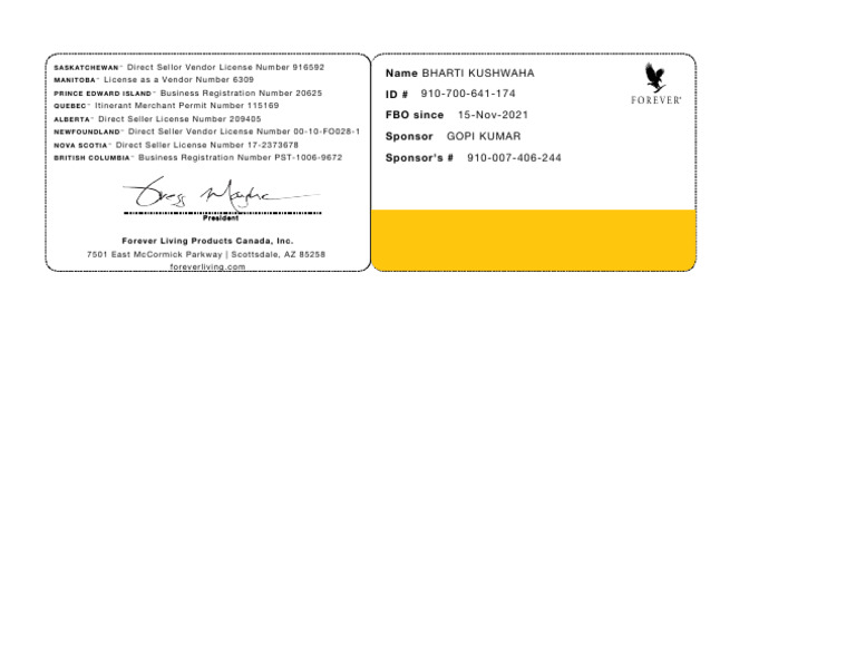 Forever: Name ID# FBO Since Sponsor Sponsor's # | PDF