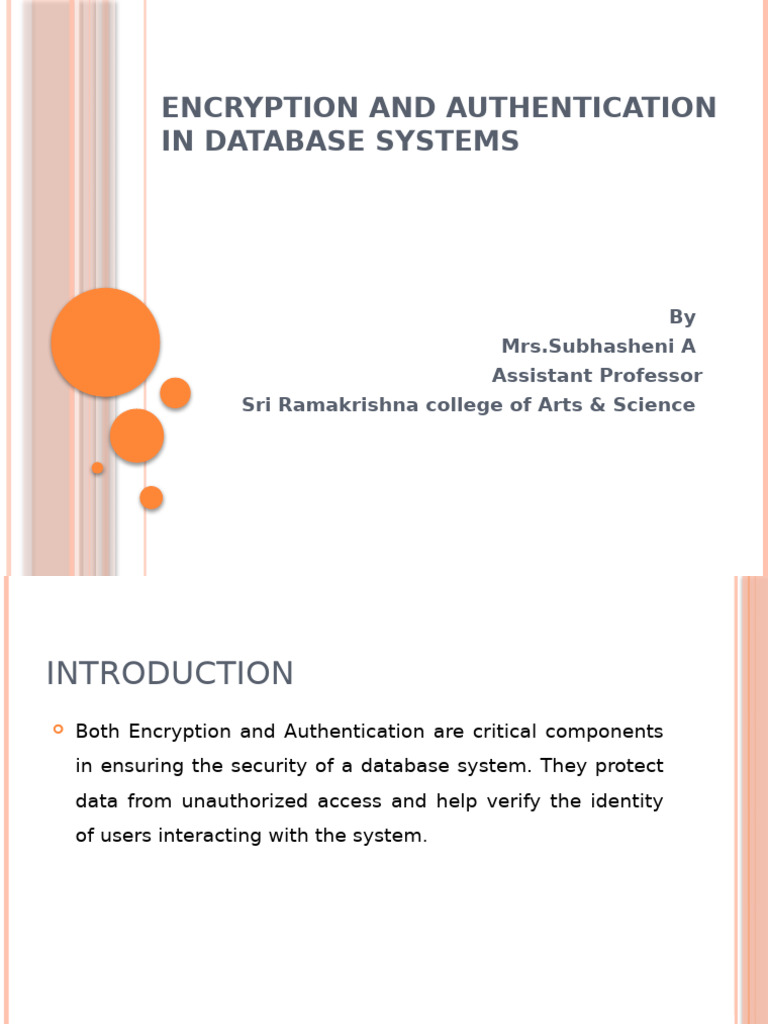 Encryption and Authentication in Database Systems | PDF ...