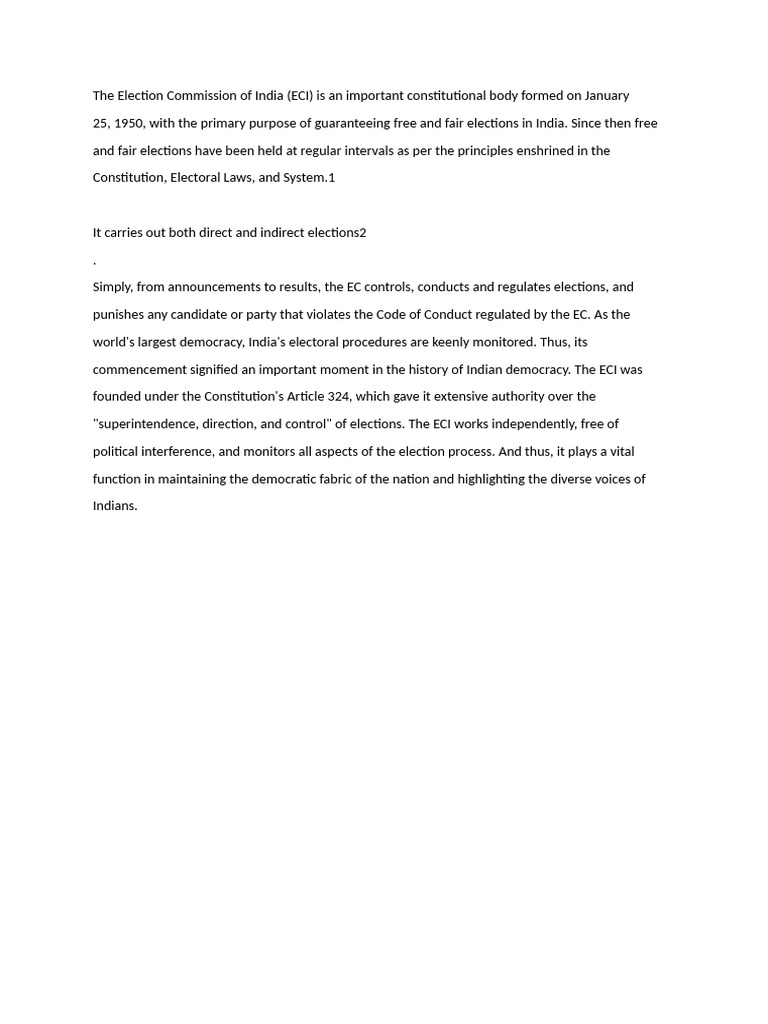 Overview of the Election Commission of India | PDF