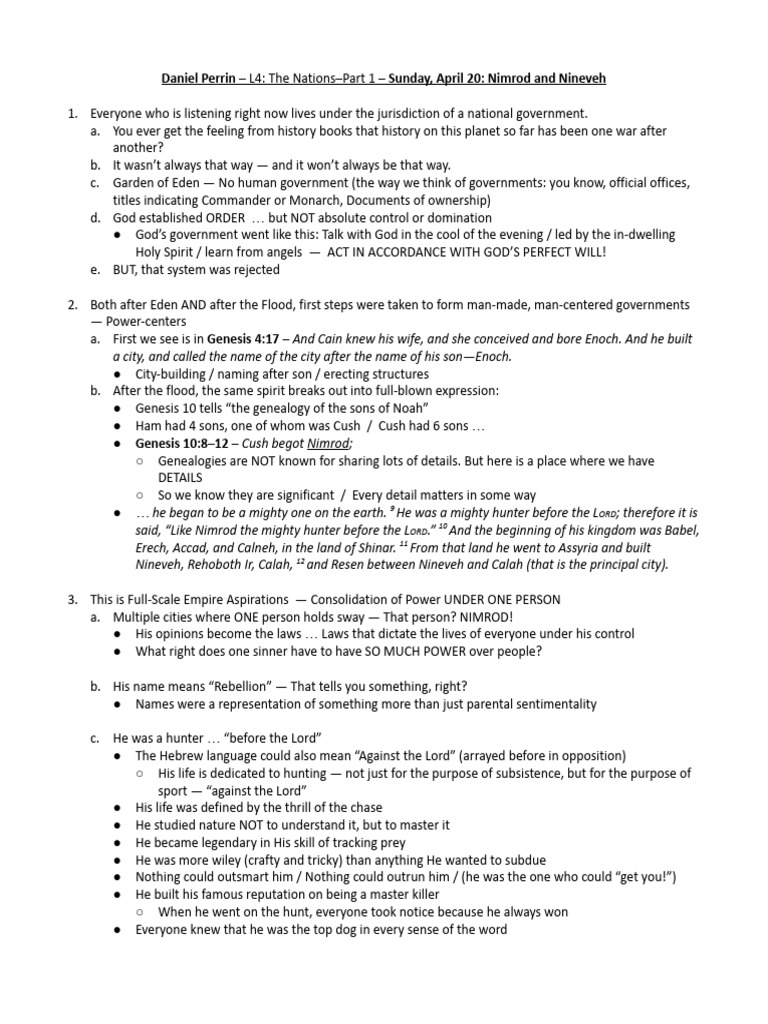 Daniel Perrin 2025 Q2 L4 Nimrod and Nineveh 1 | PDF | Book Of Genesis ...