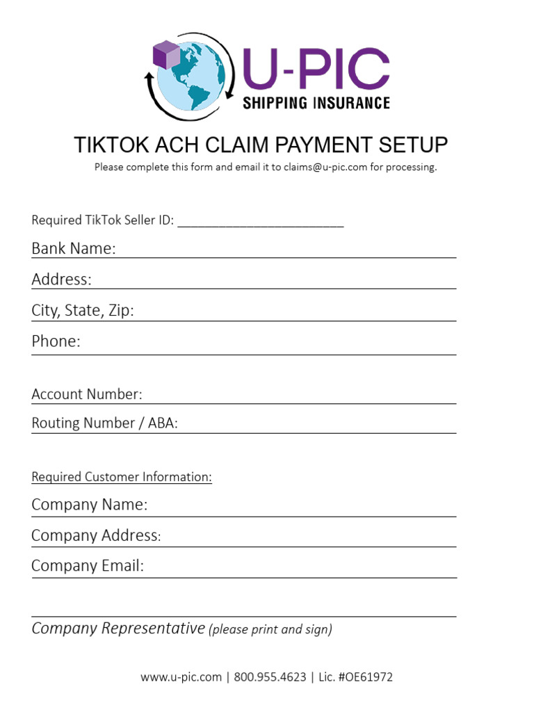 Tiktok Ach Claim Payment Setup | PDF