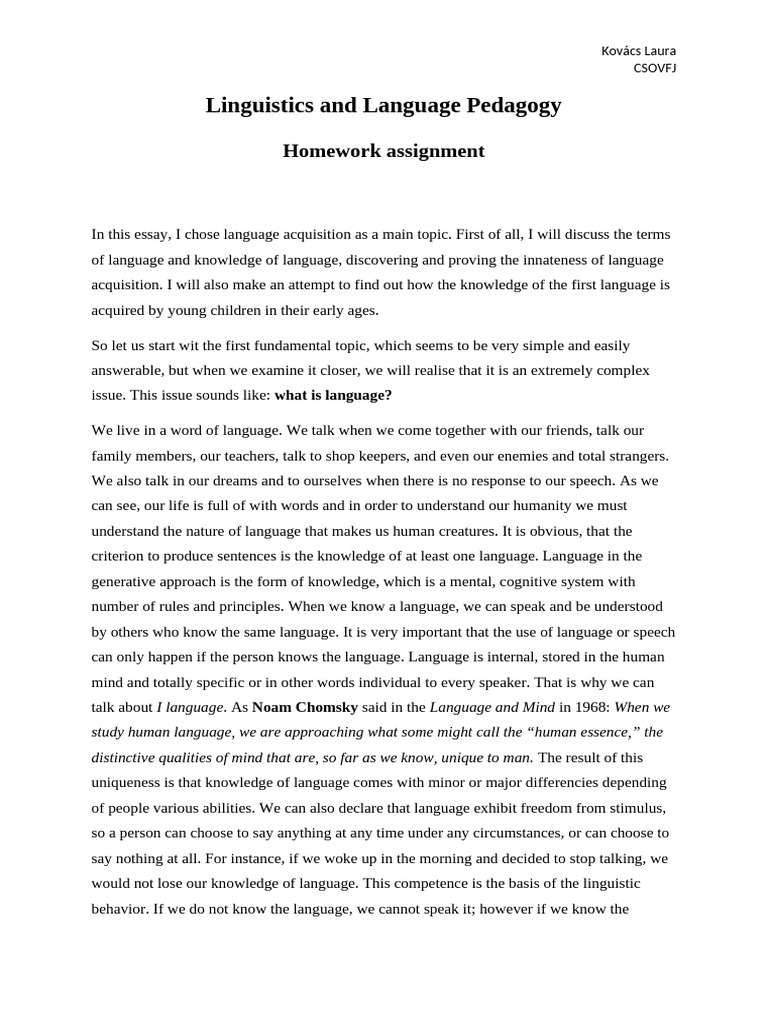 Linguistics and Language Pedagogy Essay | PDF | Language Acquisition ...