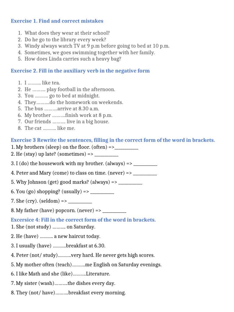 UNIT 2 - PRESENT SIMPLE & adverb of frequency | PDF