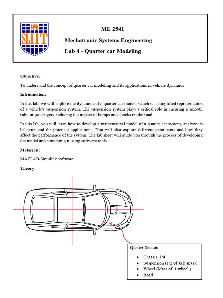 Lab 04 - Quarter Car Modeling | PDF | Mechanical Engineering