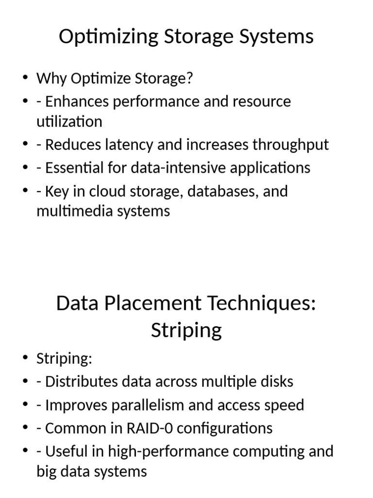 Optimizing Storage Systems Presentation | PDF