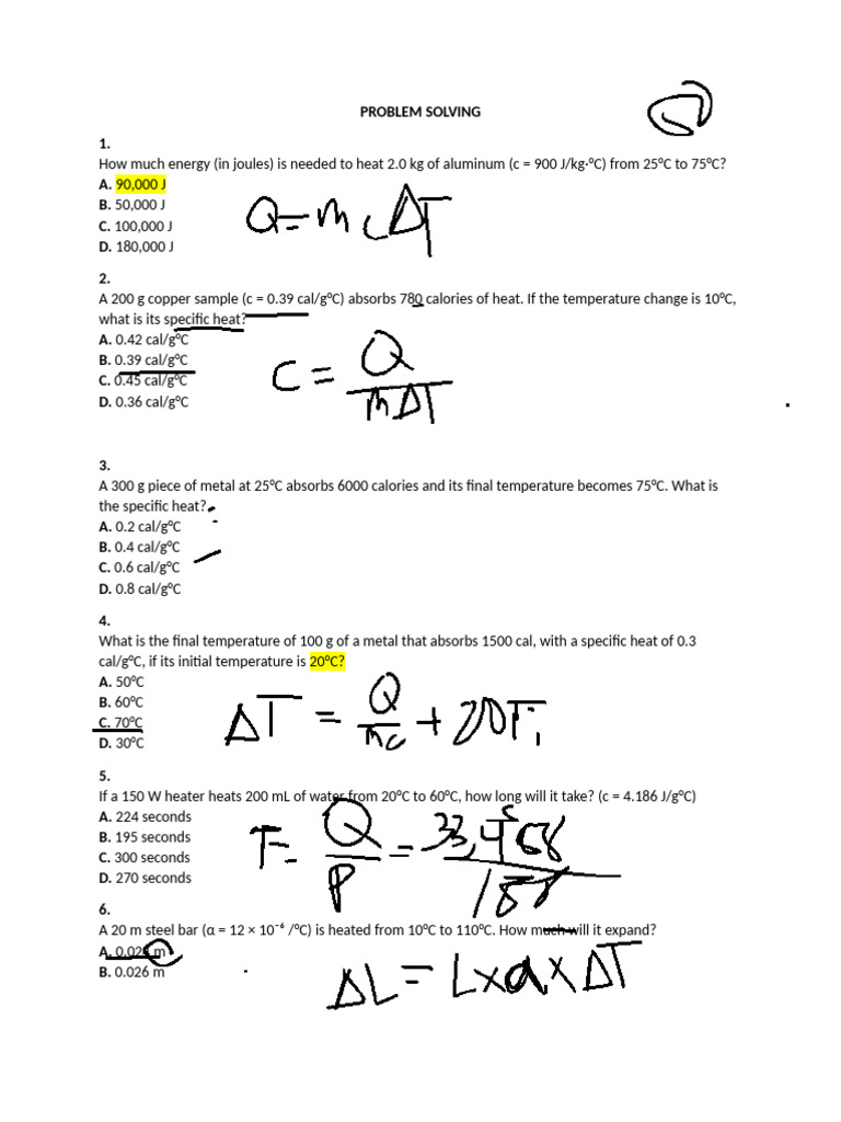 Assessment-Part 2&3 Consequences of Heat Transfer | PDF | Heat Capacity ...