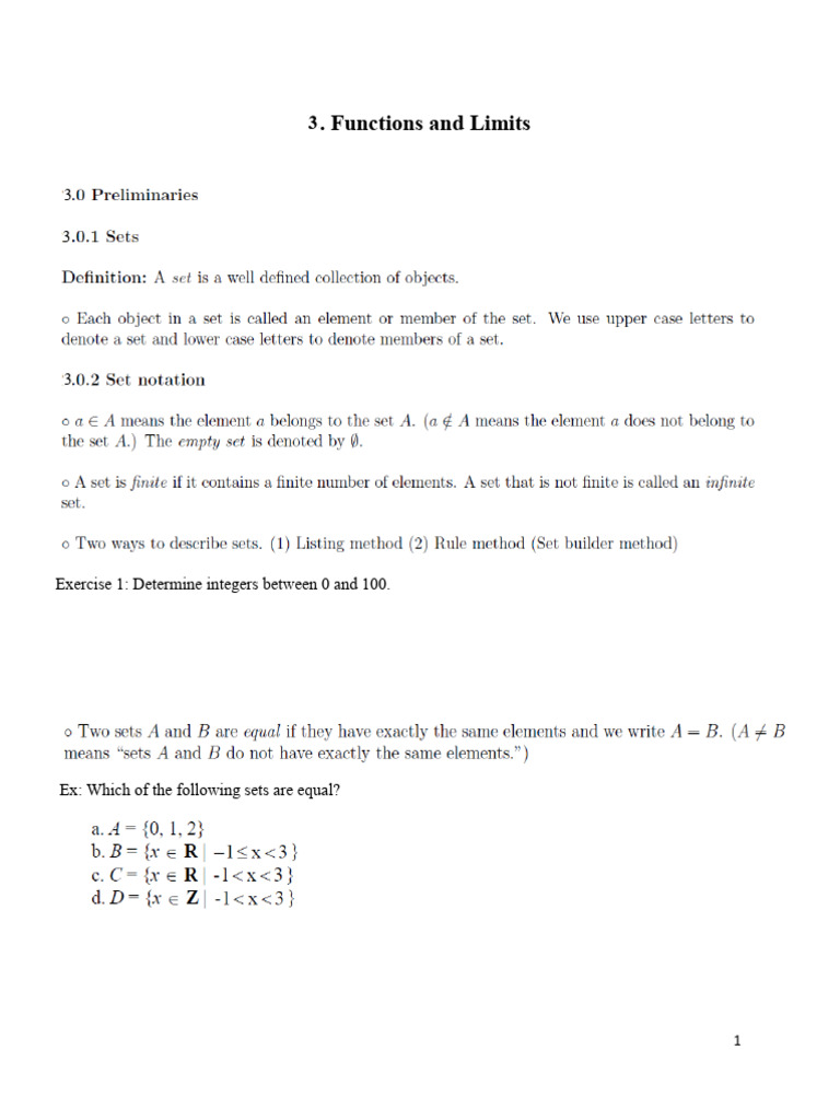 Functions and Limits - Handout | PDF | Function (Mathematics) | Interval (Mathematics)