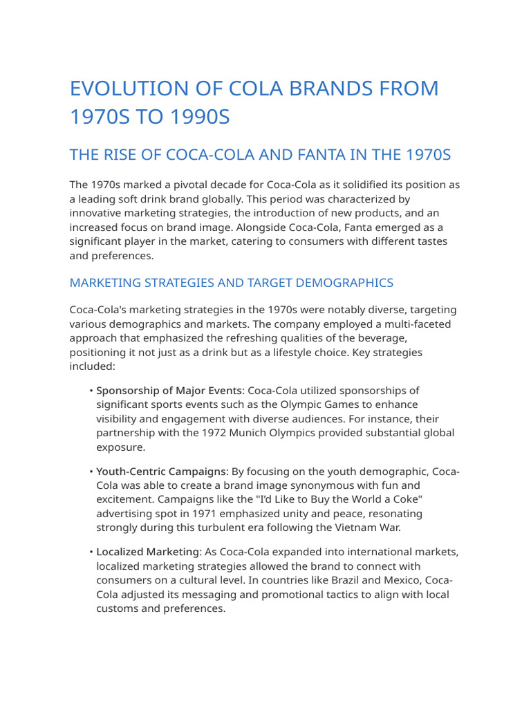 Cola Brand Evolution: 1970s-1990s | PDF | Coca Cola | Brand
