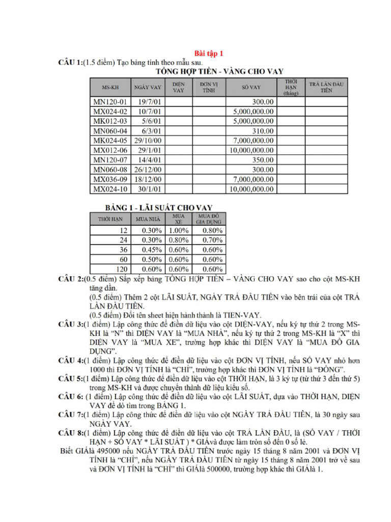 Thuc Hanh Excel 2 | PDF