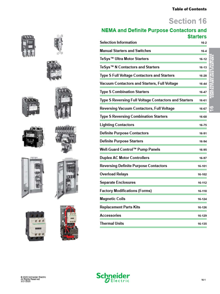 NEMA Contactors Digest Catalog 0100CT2401 SEC 16 | PDF | Switch | Power (Physics)