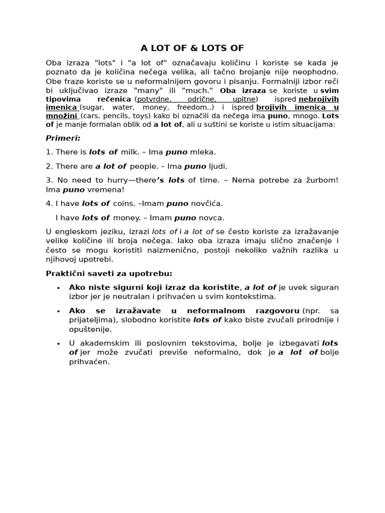 A LOT OF I LOTS OF Teorija | PDF