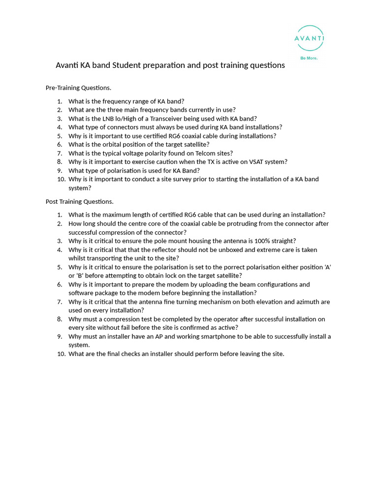 Training Pre & Post Questions | PDF