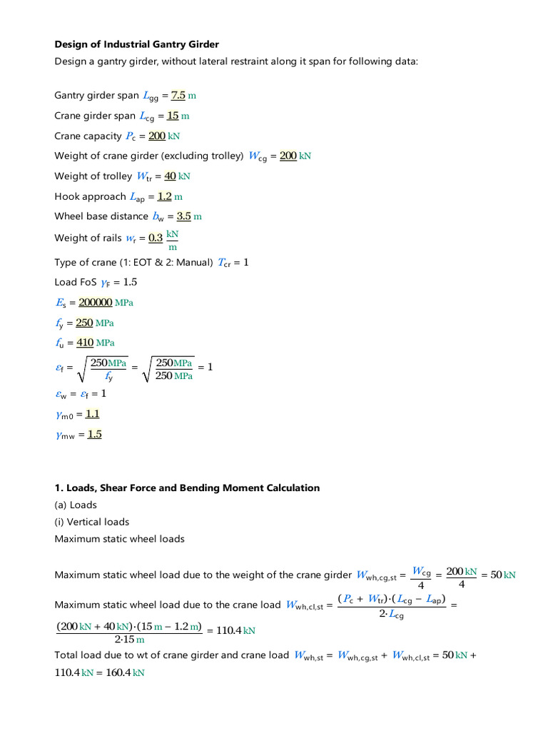 Gantry Girder Design - N Subr 12.2 | PDF | Crane (Machine) | Mechanics