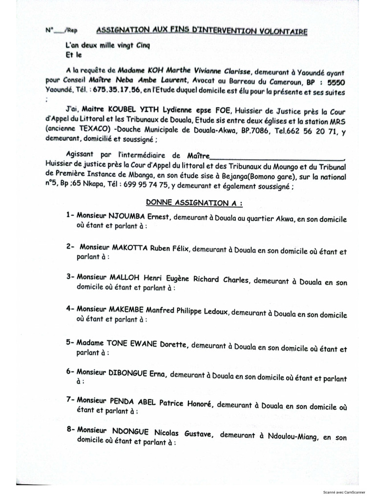 Assignation Aux Fins D'intervention Volontaire | PDF