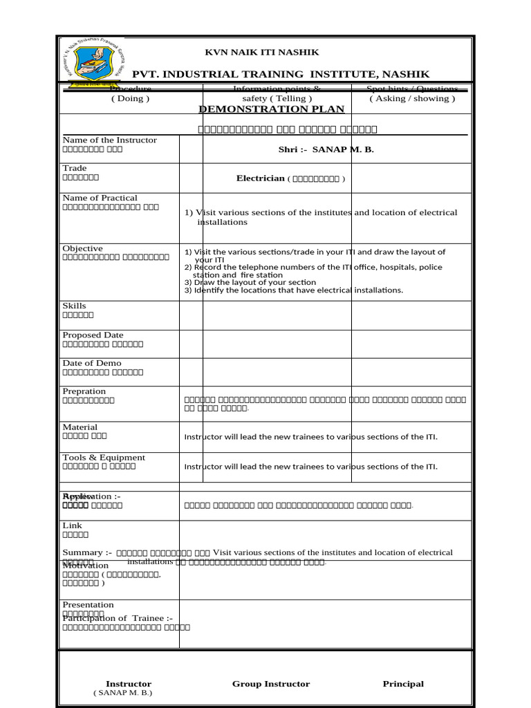 Demonstration Plan First Year 2022-2023 | PDF
