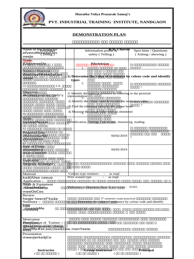 Demonstration Plan 4th Semester 2018-2019 (Autosaved) | PDF