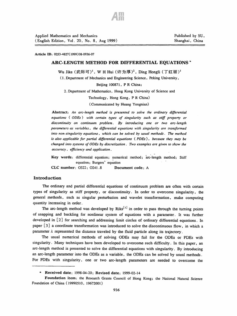 Arc-Length Method For Differential Equations | PDF | Ordinary ...