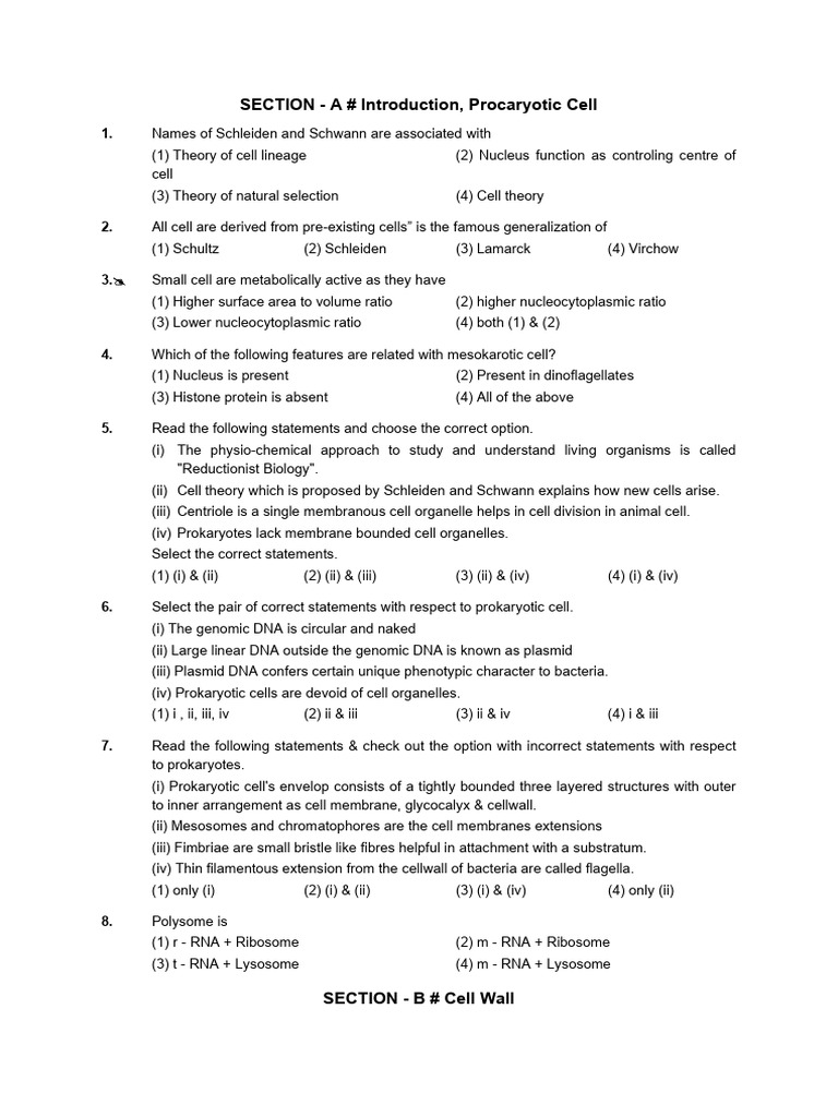 Prokaryotic Cells and Cell Structures Quiz | PDF | Chloroplast | Cell ...