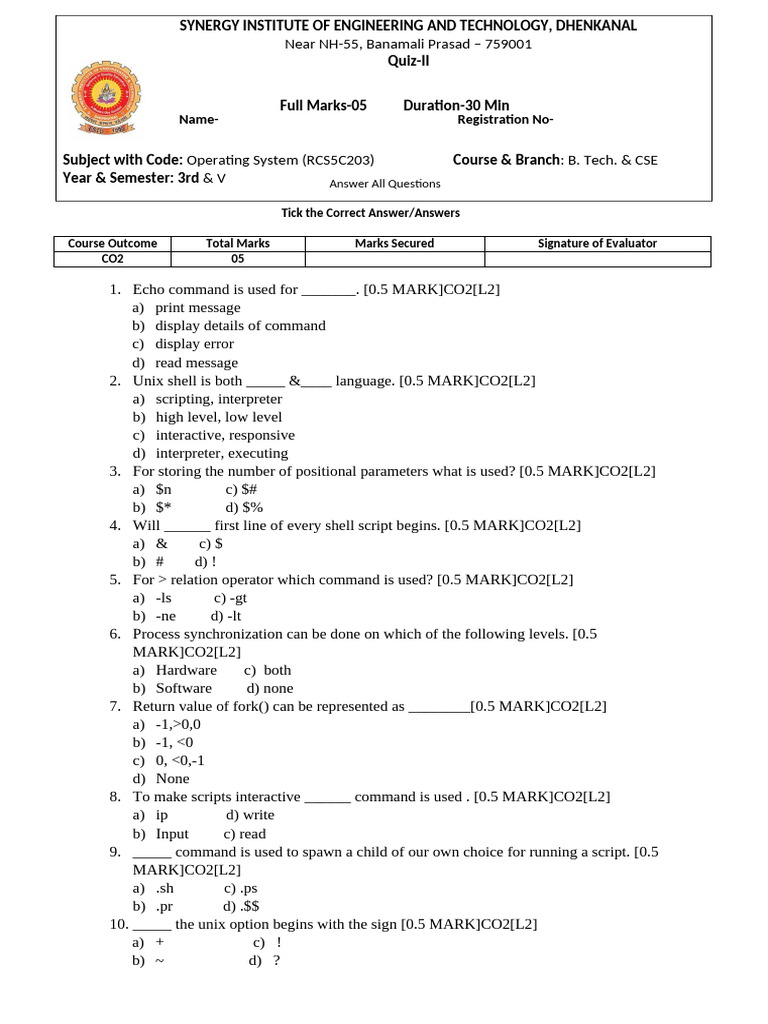 OSquiz 2 | PDF