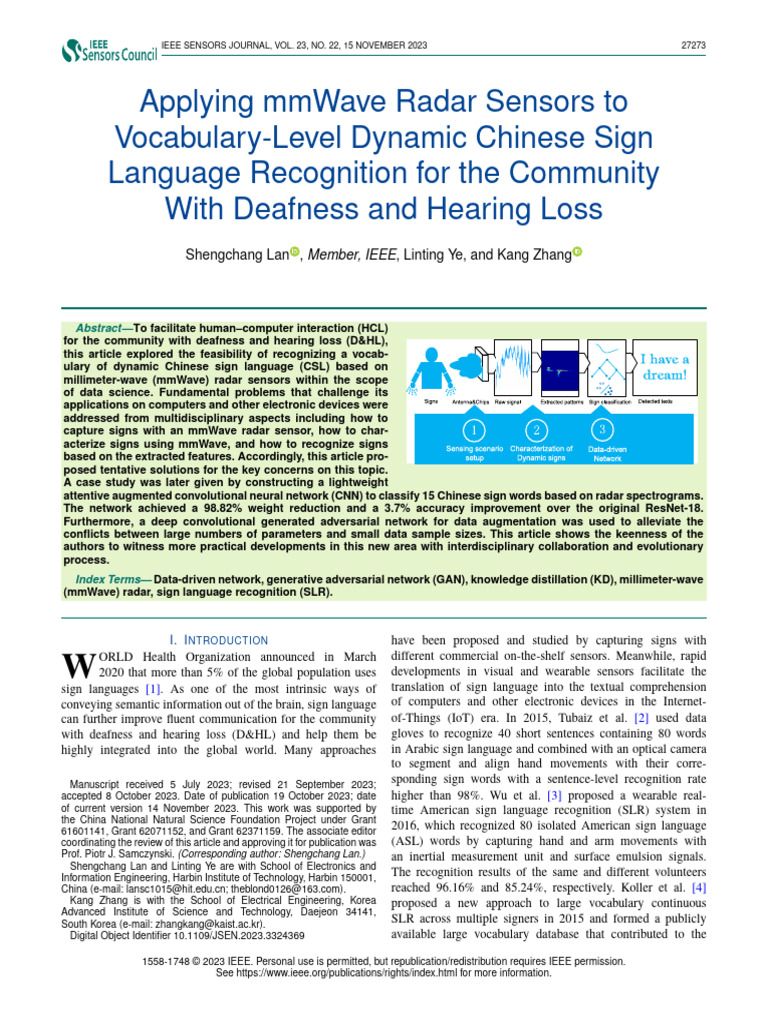 Applying Mmwave Radar Sensors To Vocabulary-Level Dynamic Chinese Sign ...