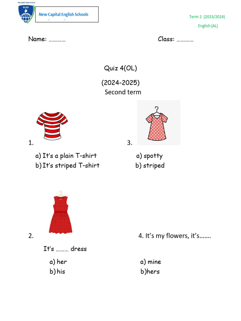 Quiz 4 Second Term | PDF