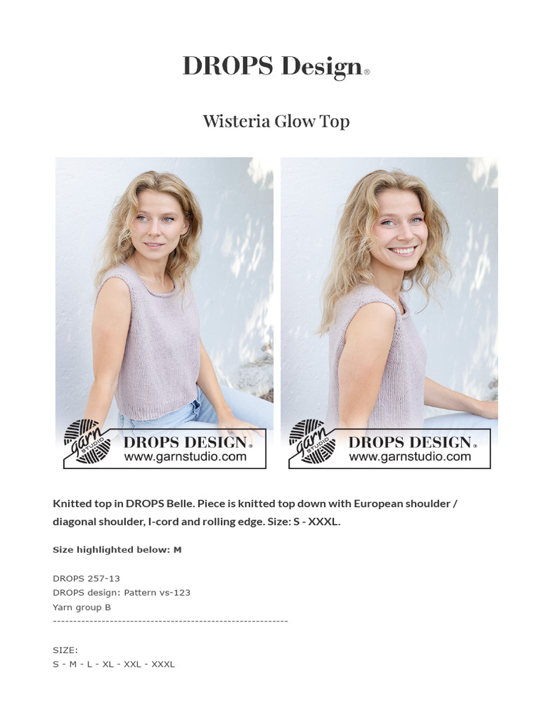 Wisteria Glow Knitted Top Pattern | PDF | Knitting | Knitting Needle