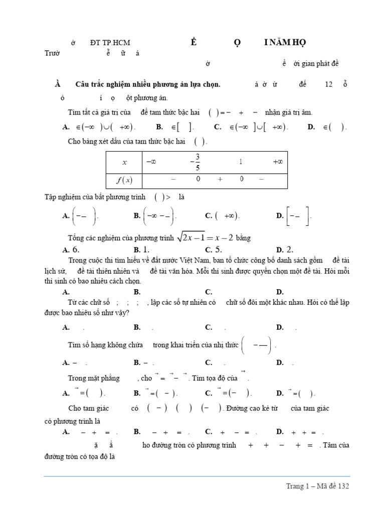 24-25. Toán10 - KTTX4 (132-Xong) | PDF