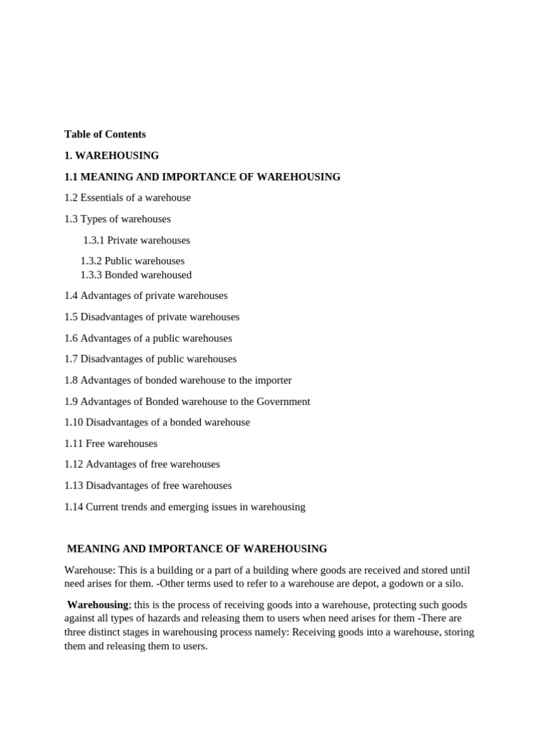 Overview of Warehousing Types and Benefits | PDF | Warehouse | Goods