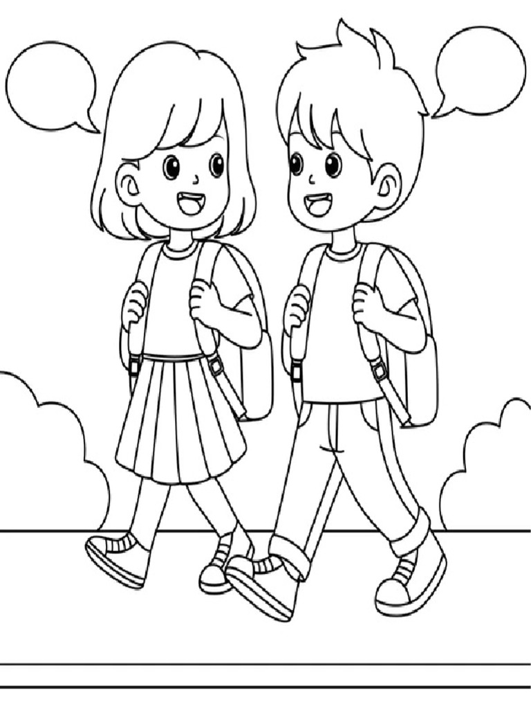 Children Walking School Outine Coloring 600nw 2513332097 | PDF