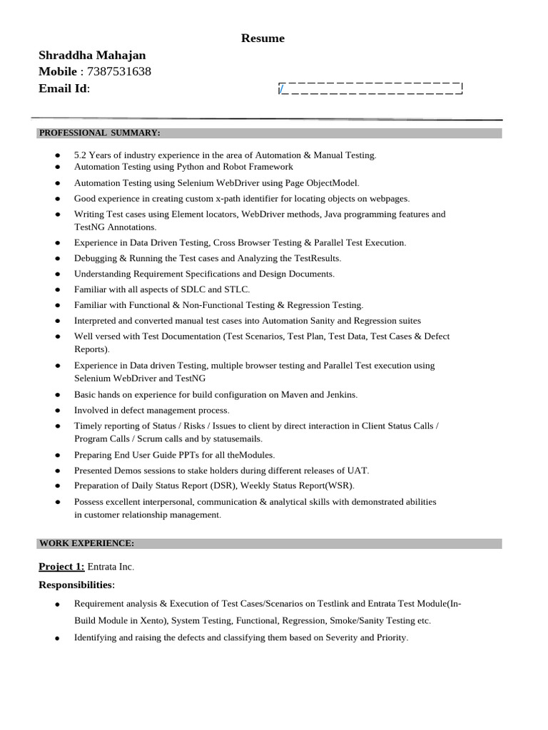 Naukri ShraddhaMahajan (5y 2m) | PDF | Selenium (Software) | Software ...