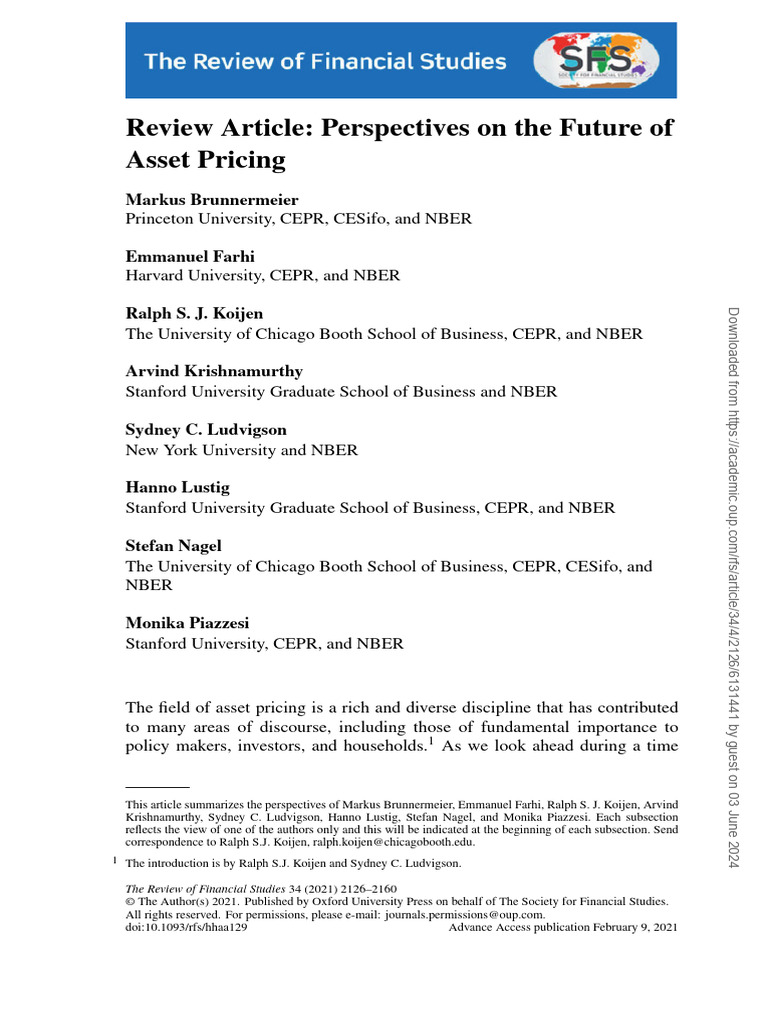 0.0 Review - The Future of Asset Pricing | PDF | Macroeconomics ...
