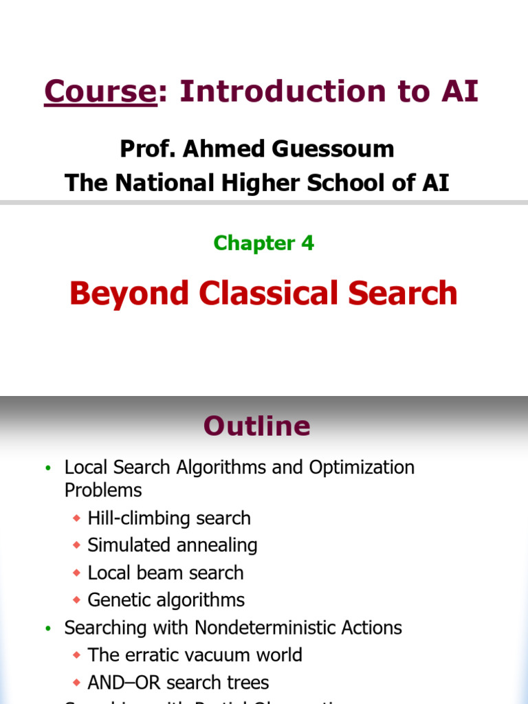 Chapter 4 - Beyond Classical Search - Ahmed Guessoum | PDF | Genetic Algorithm | Algorithms