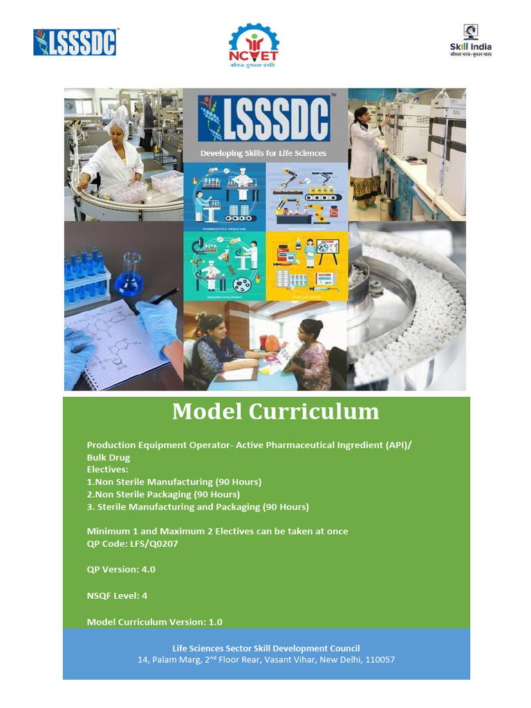 Curriculum - Production Equipment Operator - Active Pharmaceutical ...