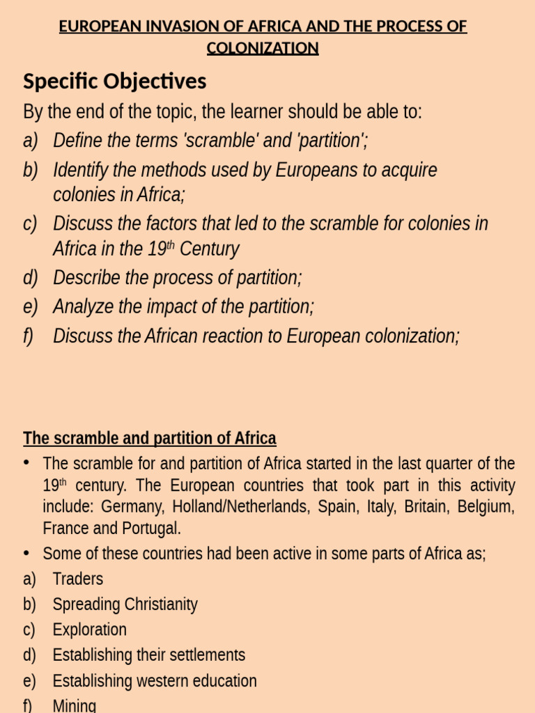 European Invasion of Africa and The Process of Colonisation | PDF