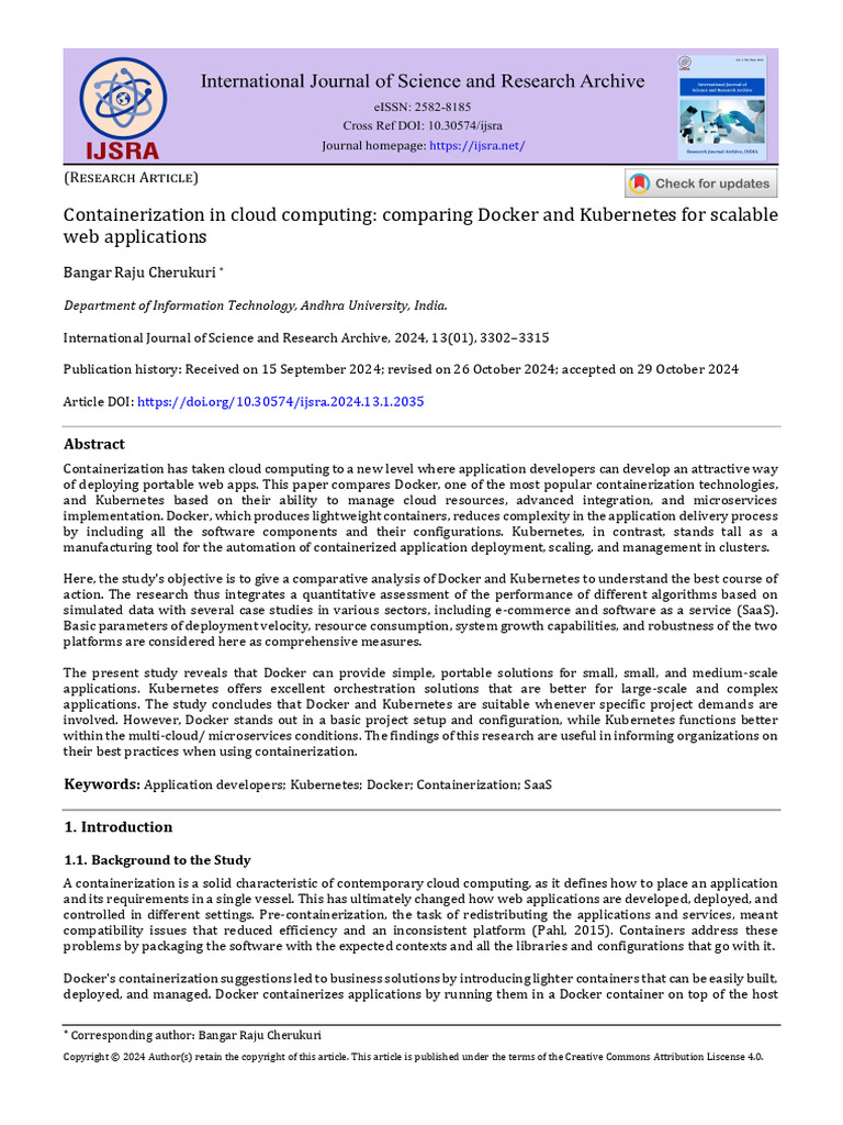 Containerization in Cloud Computing Comparing Dock | PDF | Cloud Computing | Scalability